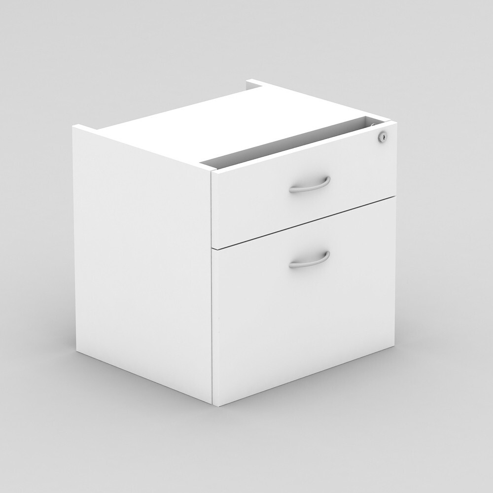 OM FIXED DRAWER PEDESTAL W464 x D400 x H450mm 1 Drawer 1 File White